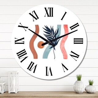 Designart 'Tropical Leaf And Wavy Stripes' Tropical wall clock - Bed ...