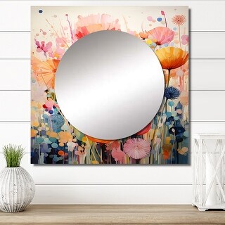 Designart "Coral Whimsical Botanical Wilds II" Abstract Botanicals Wall ...