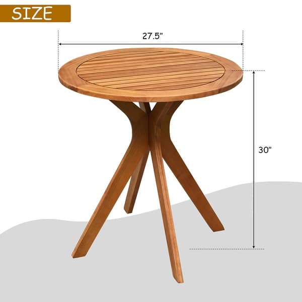 27 Inch Outdoor Round Dining Table Solid Wood Patio Bistro Table - Bed ...