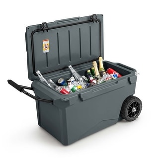 75 Qt Portable Cooler Roto Molded Ice Chest with Wheels Handle - Bed ...