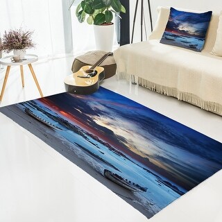 Designart 'Colorful Traditional Asian Boats' Landscape Area Rug - Bed ...