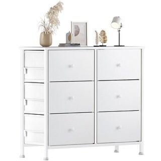 White Dresser for Bedroom 6 Drawer Organizers Fabric Storage Chest ...
