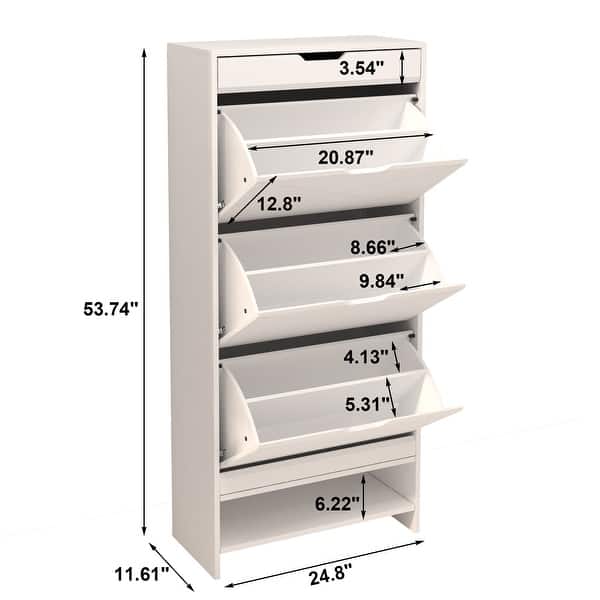 MDF Wood 3 Tier Tipping Bucket Shoe Storage Cabinet - Bed Bath & Beyond ...