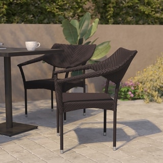 All Weather Commercial Grade PE Rattan Stacking Patio Chairs - 2 Pack ...