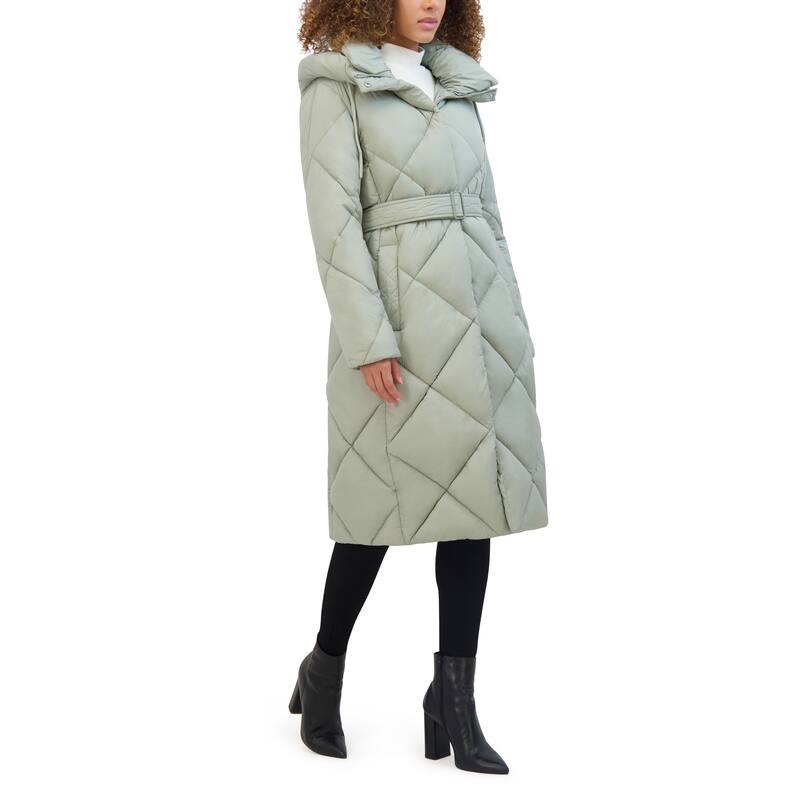 Kenneth Cole Women's Quilted Long Puffer Coat - Overstock - 43412889