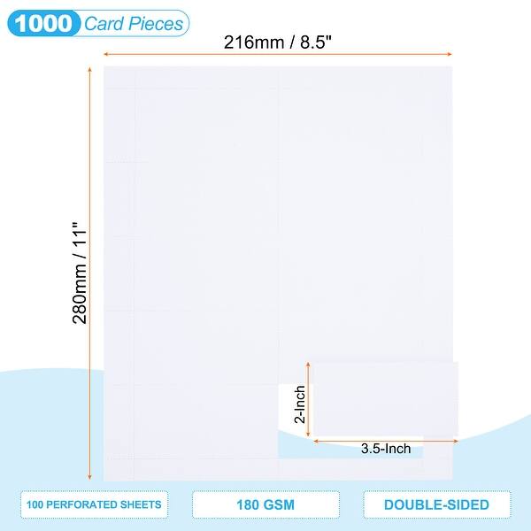 3.5"x2" Printable Business Cards, 100 Pcs Perforated Card Stock Paper ...