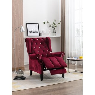 Diamond Tufted Red Velvet push back recliner for living room - Bed Bath ...