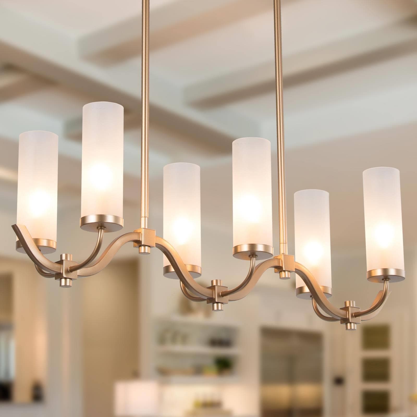 40 in. Linear Modern Chandelier 16-Light Brass Sputnik Chandelier with ...