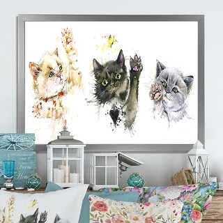 Designart "Cute Kittens Set Playing Cats" Traditional Framed Wall Art ...