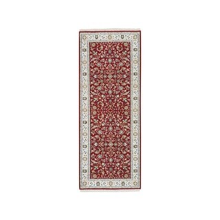 Shahbanu Rugs Cherry Red, Nain with All Over Flower Design 250 KPSI ...