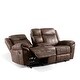 Verne Brown Manual Microsuede Glider Reclining Loveseat with Center ...