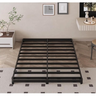 Low Profile Full Size Bed Frame with Rounded Corners, Heavy Duty Metal ...