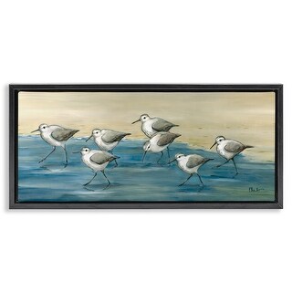 Stupell Sandpiper Bird Flock Beach Shoreline Framed Floater Canvas Wall ...
