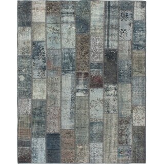 ECARPETGALLERY Hand-knotted Color Transition Patchwork Grey Wool Rug ...