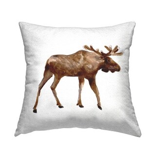 Stupell Modern Moose on White Printed Outdoor Throw Pillow Design by ...