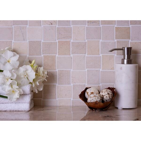Apollo Tile 5 pack 10.9-in x 10.9-in Crema Marfil Polished and Etched ...