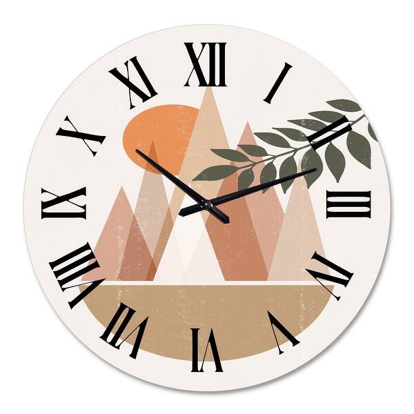 Designart 'Abstract Sun and Moon In Mountains II' Modern wall clock ...