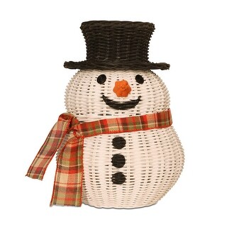 Rattan Snowman Storage Basket With Lid Hand Woven Shelf Organizer ...