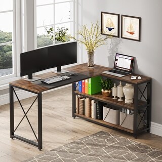 Tribesigns 55/53 inch Reversible L Shaped Computer Desk with Storage ...