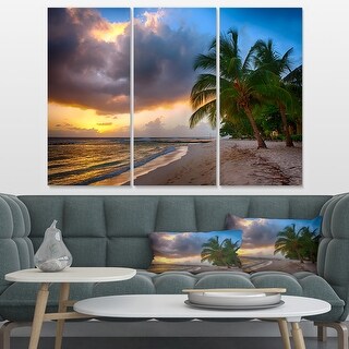 Designart "Beautiful Beach with Palms in Barbados" Modern Seascape ...