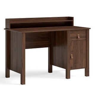 48 Inch Computer Desk Writing Workstation with Drawer and Hutch Walnut ...