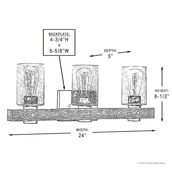 Luxury Modern Farmhouse Bathroom Vanity Light, 8.5"H x 24"W, with ...