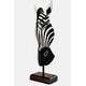 20" Wooden Tribal Striped Black White Zebra Mask with Stand Hand Carved ...