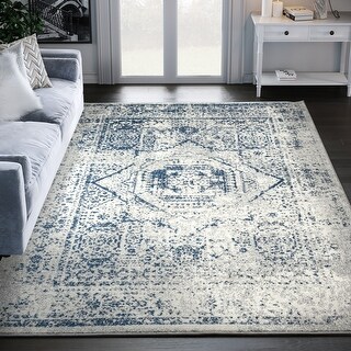 Abani Casa Blue Grey Persian Distressed Area Rug - Bed Bath & Beyond ...