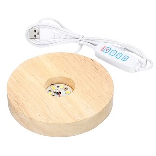 LED Light Round Wooden 4.72" 3-Colors Dimmable Display Base Stand Wood ...