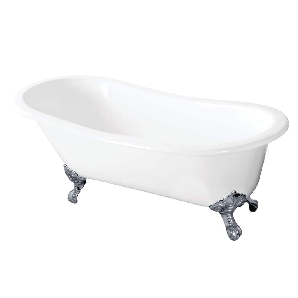 Kingston Brass Tazatina 57-Inch Cast Iron Slipper Clawfoot Tub without ...