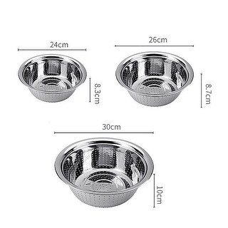 Stainless Steel Holes Washing Rice Sieve Strainer Fruits Vegetable ...