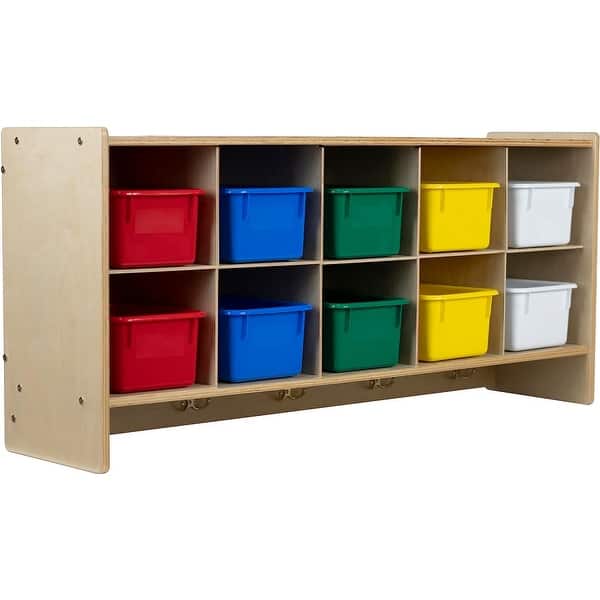 RRI Goods 10 Section Wall Mount Classroom Storage Organizer, Cubby ...