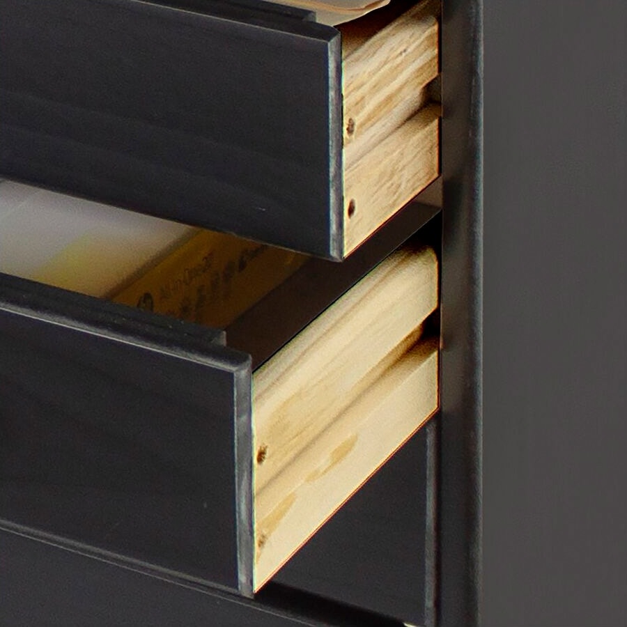 Adeptus Solid Wood 7 Drawer Gate Leg Roll Cart Desk Black