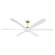 72-inch Modern 6-Blade Gold Propeller Ceiling Fan with Light and Remote ...