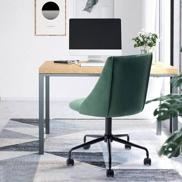 Modern Fabric Upholstered Green Task Chair Home Office Chair, with ...