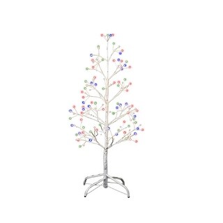 3' Pre-Lit Slim White Birch Twig Artificial Christmas Tree, Multicolor ...