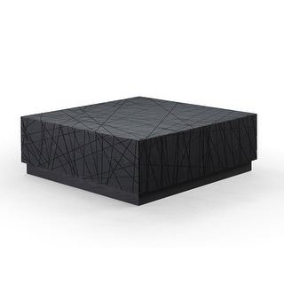 39 Inch Coffee Table with Storage, Black Oak Veneer, Square Modern ...