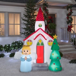 Gemmy Christmas Airblown Inflatable Church Scene, 7.5 ft Tall ...