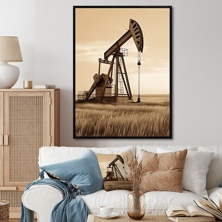 Designart "Sepia Oil Drilling Rig Fields Horizon I" Oil Rigs / Fields ...