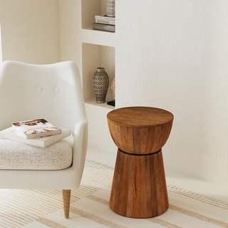 Sculpted Wood Drum Accent Table by East at Main - Bed Bath & Beyond - 40031129