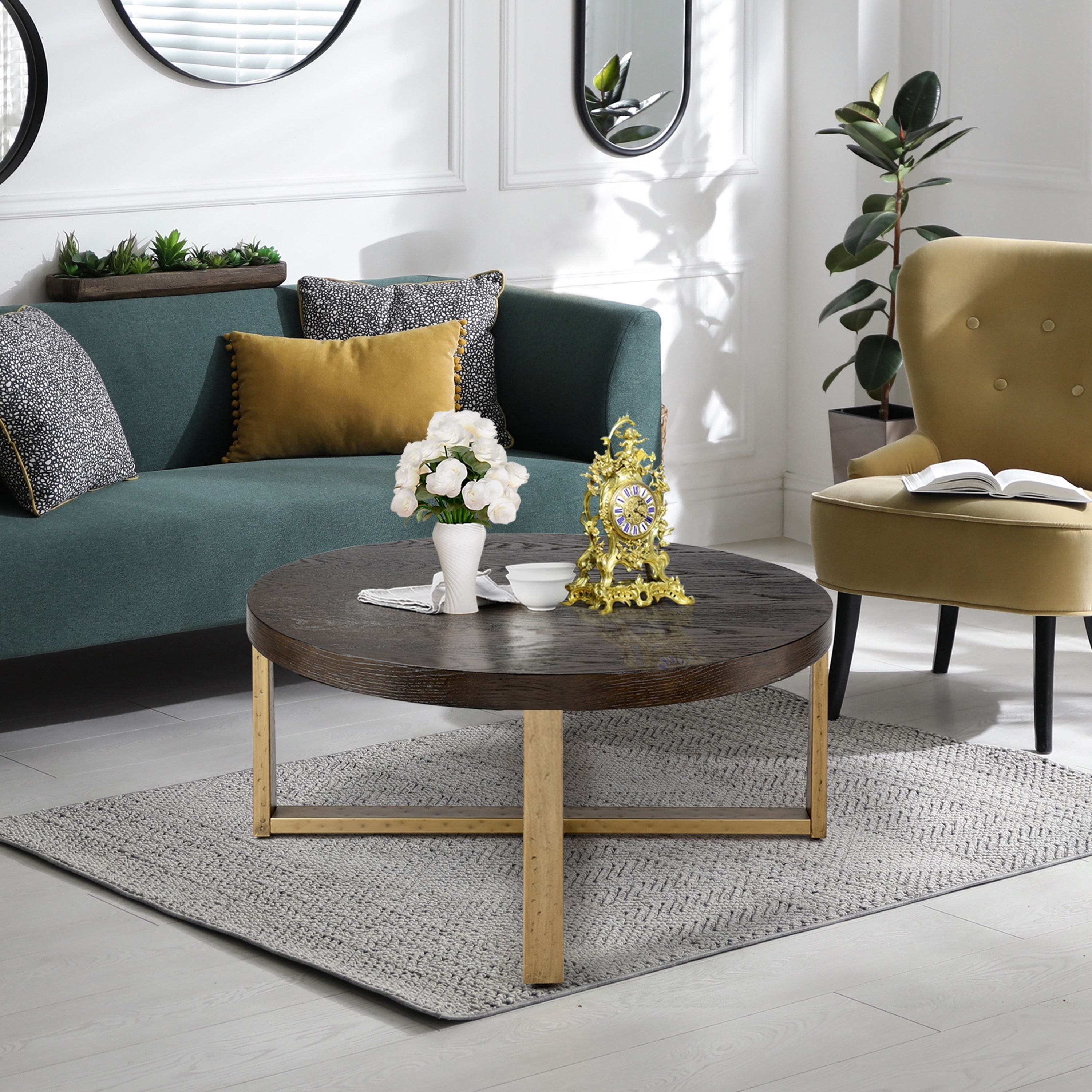 Round coffee table gold legs store