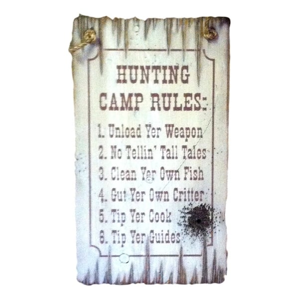 Cowboy Signs Wood Wall Hanging Home Hunting Camp Rules Rope White 8211 ...