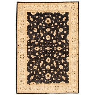 ECARPETGALLERY Hand-knotted Chobi Finest Black Wool Rug - 5'10 x 8'10 ...