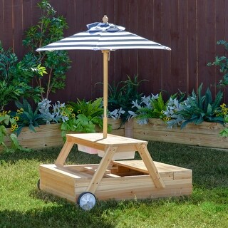 Teamson Kids Outdoor Explorer 2 in 1 Wooden Sandbox and Picnic Table ...