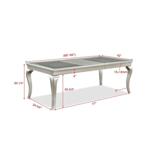 1pc Dining Rectangular Table with 18-Inch Table Leaf and Glass Top ...