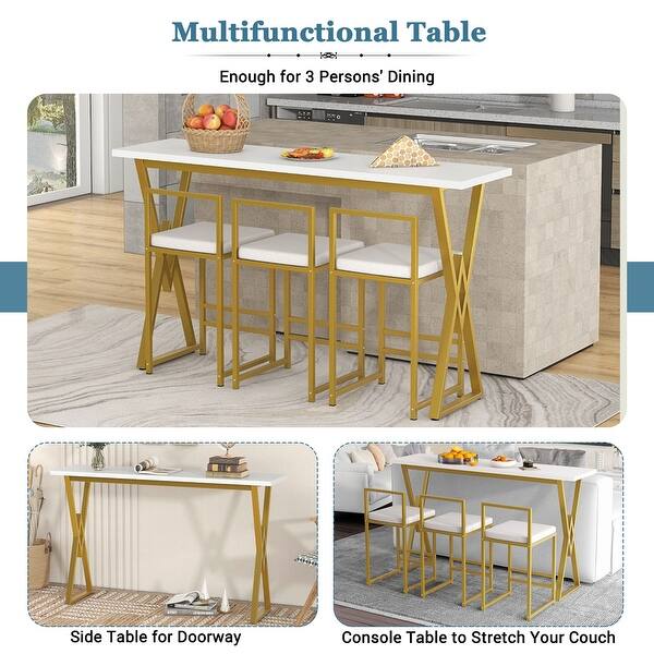 4-Piece Counter Height Extra Long Console Bar Dining Table Set - Bed ...