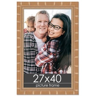 27x40 Bamboo Gold Complete Wood Picture Frame with UV Acrylic, Foam ...