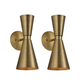 2-Light Mid-Century Modern Double Cone Pinhole Hourglass Wall Sconces ...