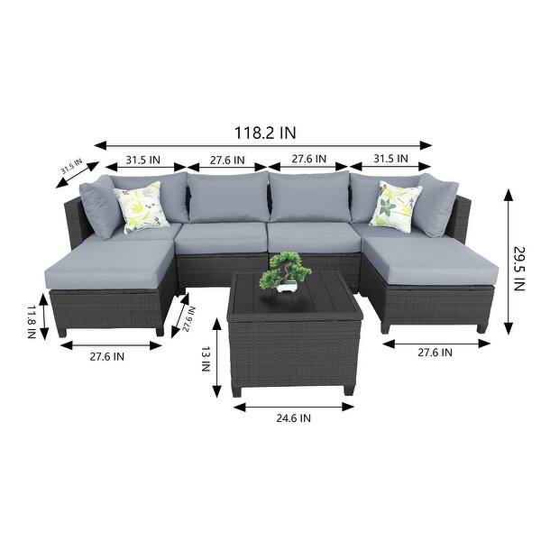 6-Seater Wicker Sectional Sofa Set with Metal Frame - Bed Bath & Beyond ...