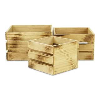 Set of 3 Brown Rustic Farmstead Aged Wooden Crates 11" - Bed Bath ...